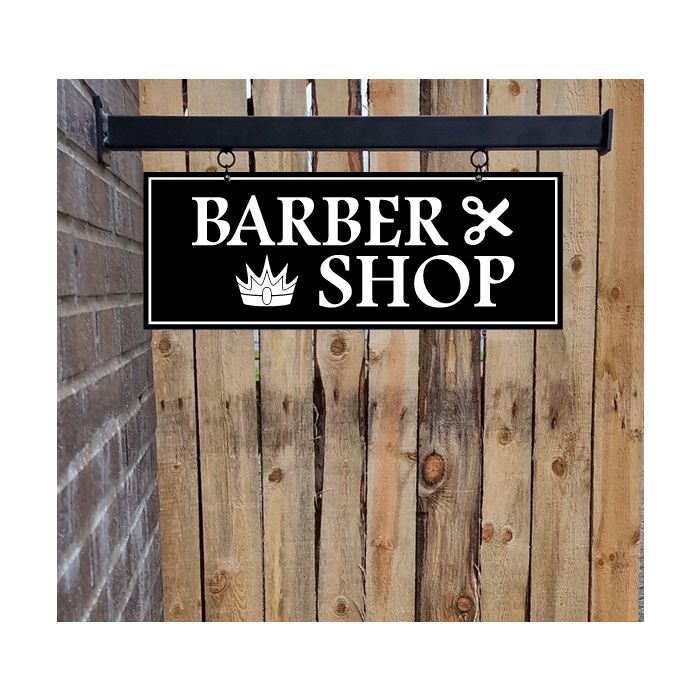 double-sided enamel sign including modern wall frame barber shop