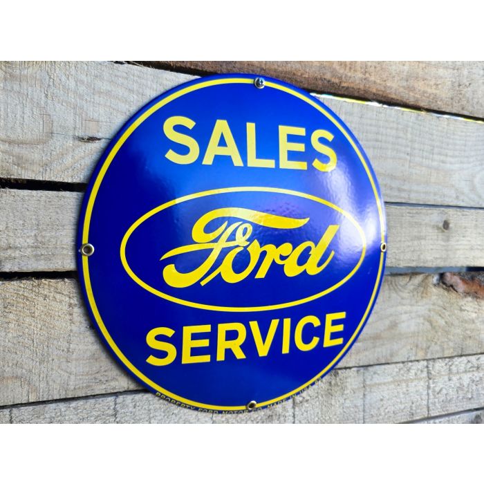 Vintage Curved Enamel Sign Ø30 cm Ford Sales & Service