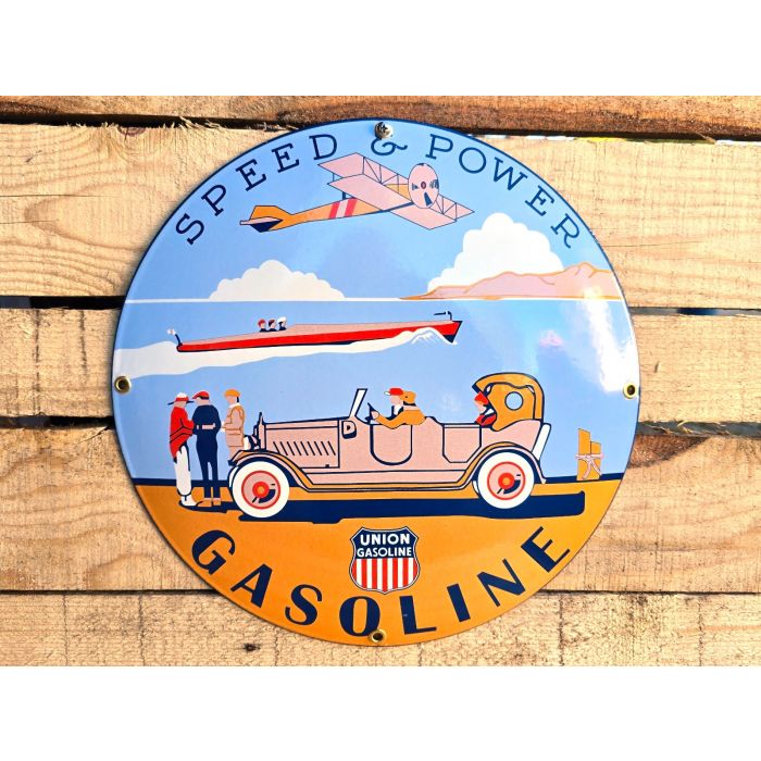 Union Gasoline enamel sign