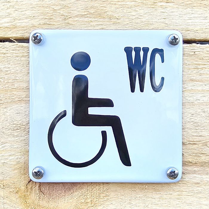 Enamel Disabled toilet sign 10x10cm white