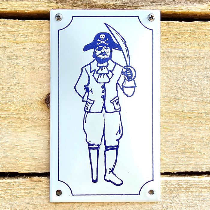 Pirate enamel toilet sign