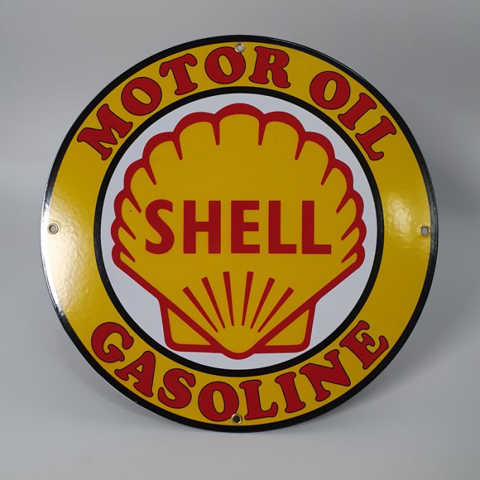 Shell flat enamel sign