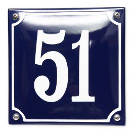 Traditional House number convex blue/white 16x16cm