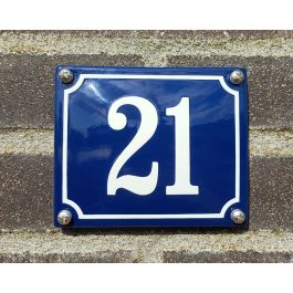 Traditional blue house number