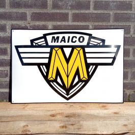 Emaille bord van het Maico logo | 40cm x 60cm | Emaillegigant.nl